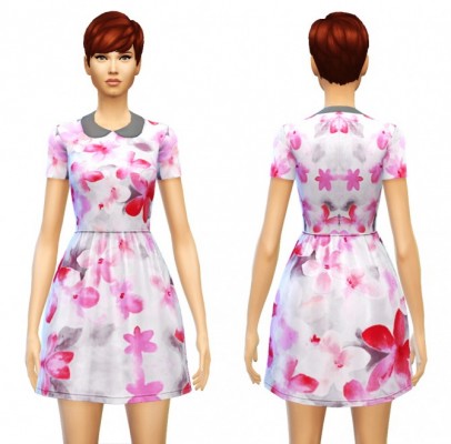 Peter Pan Collar dress at Sim4ny » Sims 4 Updates