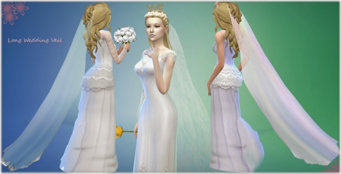 Long Wedding Veil at Mythical Sims » Sims 4 Updates
