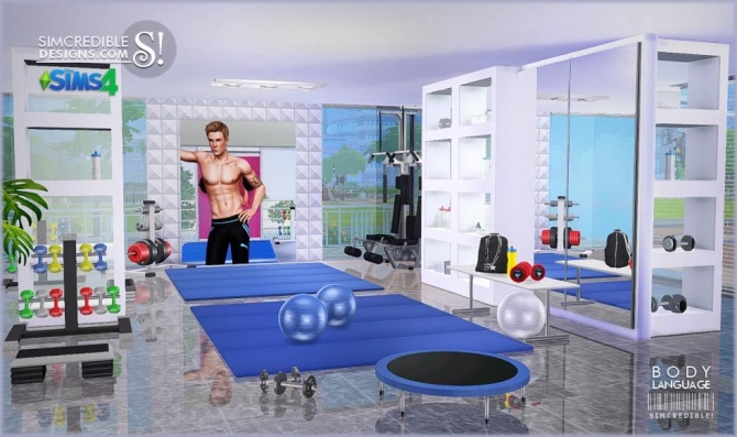 Body Language themed gym room at SIMcredible! Designs 4 » Sims 4 Updates