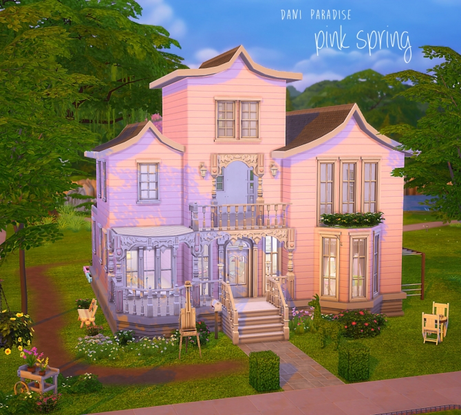 Pink spring house at Dani Paradise » Sims 4 Updates