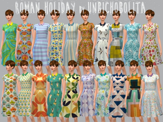 Roman holiday dresses at Un bichobolita » Sims 4 Updates