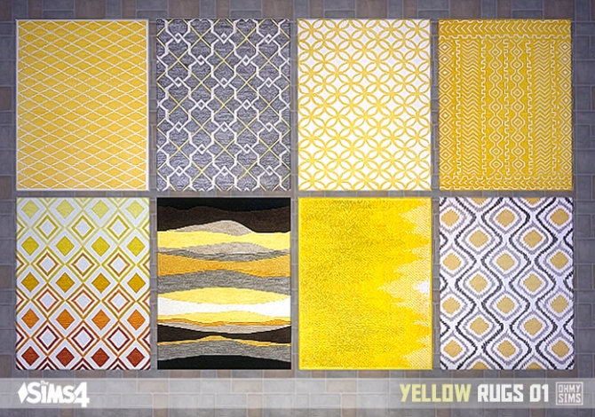 Yellow rugs 01 at Oh My Sims 4 » Sims 4 Updates