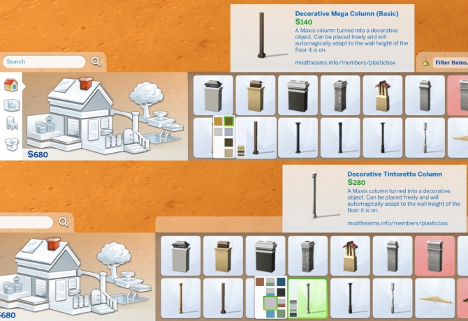 Four Decorative Columns by plasticbox at Mod The Sims » Sims 4 Updates