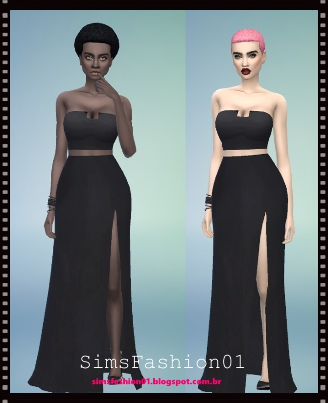 Long Slit Dress at Sims Fashion01 » Sims 4 Updates