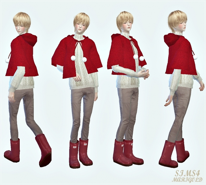 Male hood cape coat at Marigold » Sims 4 Updates