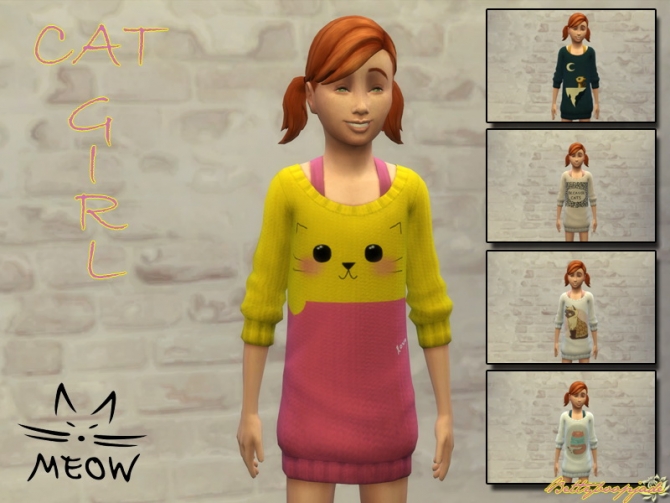 4 printed cats tops and dresses by Bettyboopjade at Sims Artists » Sims ...