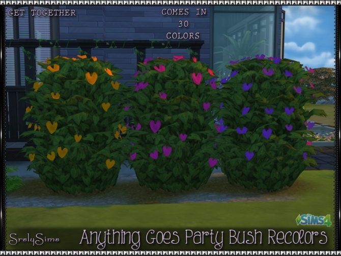 Anything Goes Party Bush Recolors at SrslySims » Sims 4 Updates