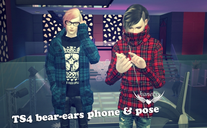 Bear ears phone and poses at HANECO’S BOX » Sims 4 Updates