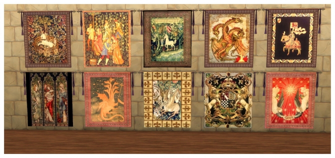 73 Medieval wall tapestries at SimDoughnut » Sims 4 Updates