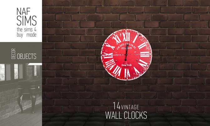 Vintage Wall Clock by nafSims at Mod The Sims » Sims 4 Updates