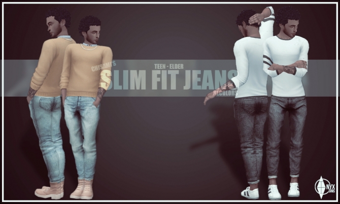 6 Recolors of Chisami Slim Fit Jeans at Onyx Sims » Sims 4 Updates