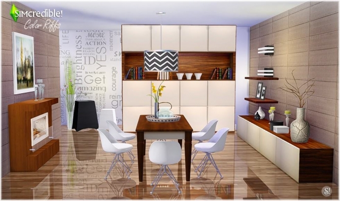 Color Riffs dining room at SIMcredible! Designs 4 » Sims 4 Updates