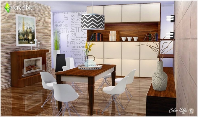 Color Riffs dining room at SIMcredible! Designs 4 » Sims 4 Updates