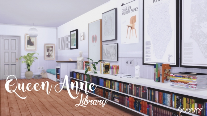 Queen Anne Library at Pyszny Design » Sims 4 Updates