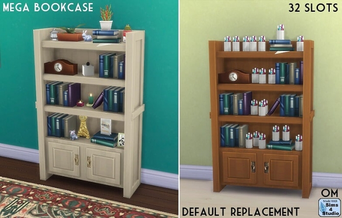 Mega bookcase with 32 slots by OM at Sims 4 Studio » Sims 4 Updates
