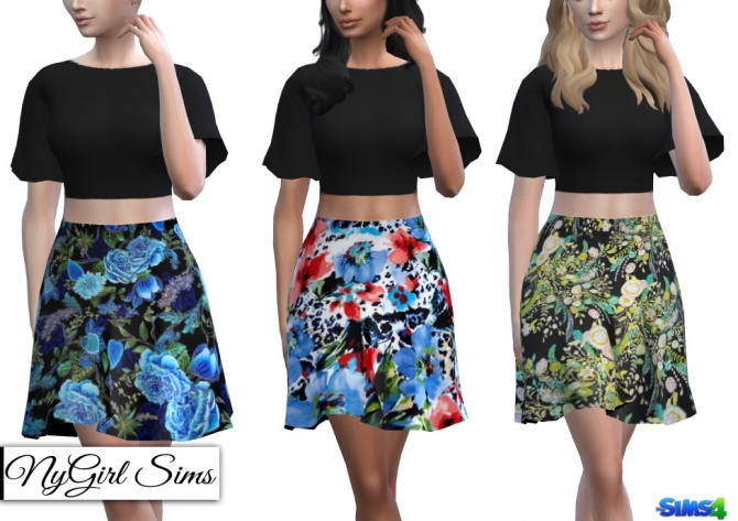 Two Piece Dark Floral Dress at NyGirl Sims » Sims 4 Updates