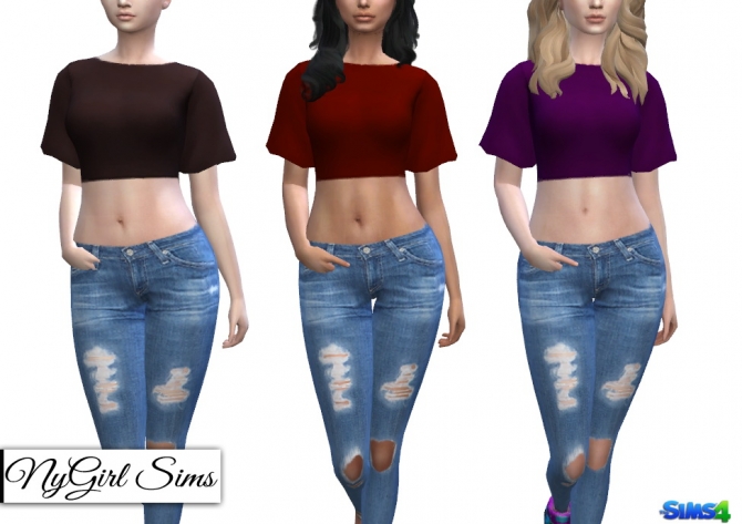 Flare Sleeve Crop Top at NyGirl Sims » Sims 4 Updates