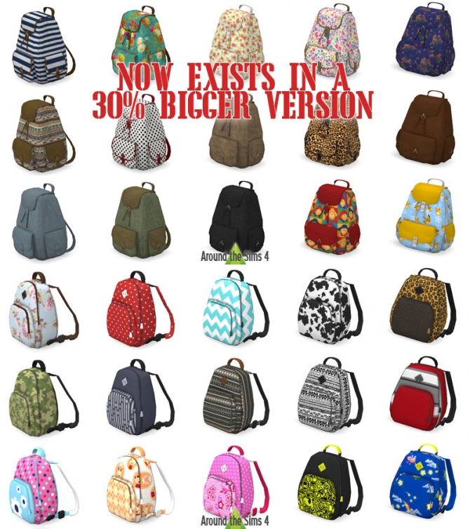 Backpacks by Sandy at Around the Sims 4 » Sims 4 Updates