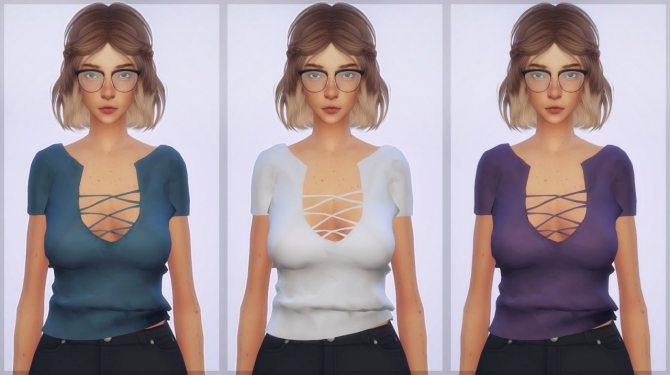 Chisami's lace-up front top recolors at Elliesimple » Sims 4 Updates