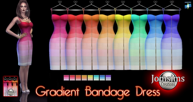 Gradient bandage dress at Jomsims Creations » Sims 4 Updates