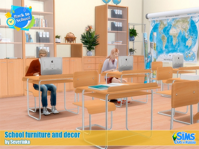 School furniture and decor set 02 at Sims by Severinka » Sims 4 Updates