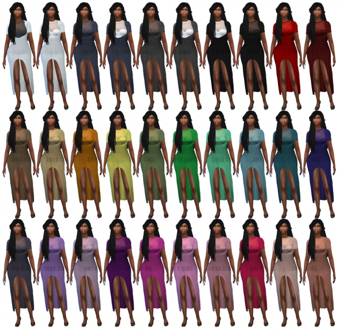Lynxsimz's High-Low Cut Dress Recolors at Onyx Sims » Sims 4 Updates