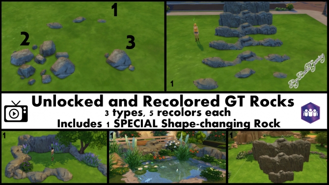 3 Unlocked+Recolored Get Together Rocks by Bakie at Mod The Sims » Sims ...