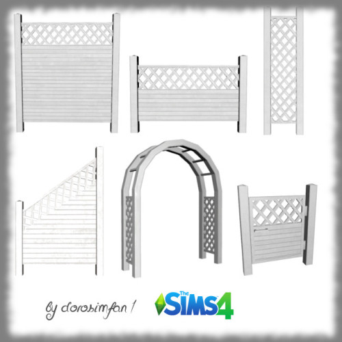 4 decorative fences, 1 arch and 1 garden gate by dorosimfan1 at Sims ...