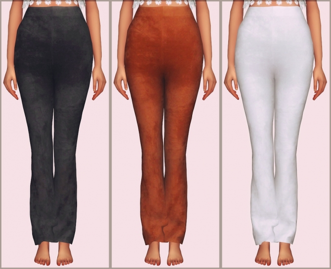 Faux Suede Flared Pants by Chisami at Elliesimple » Sims 4 Updates