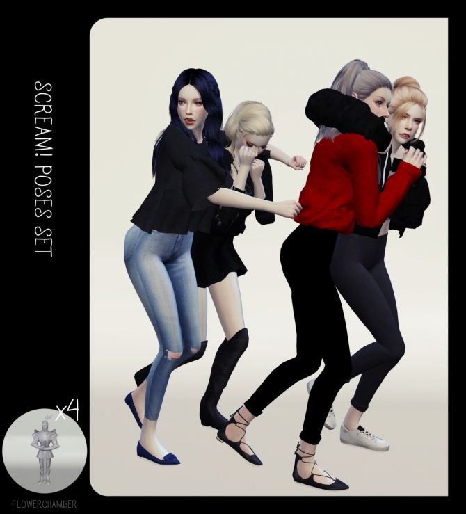 SCREAM HALLOWEEN POSES SET at Flower Chamber » Sims 4 Updates