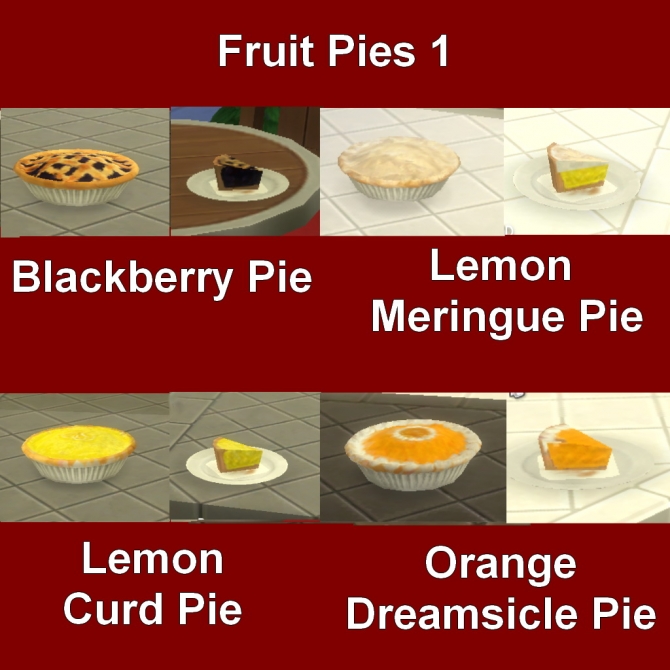 Custom Food Fruit Pies 1 by Leniad at Mod The Sims » Sims 4 Updates