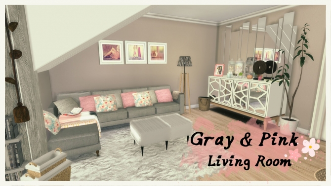 Gray & Pink Living Room at Dinha Gamer » Sims 4 Updates