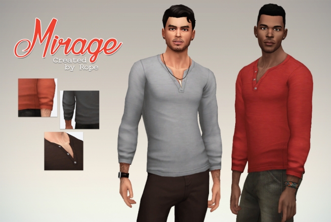 Mirage Henley Shirt by Rope at Simsontherope » Sims 4 Updates