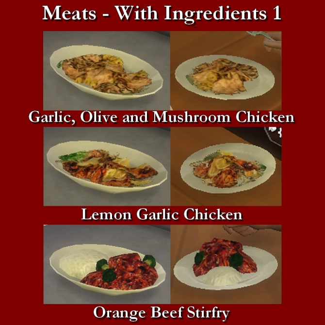 Custom Food Meats with Ingredients 1 by Leniad at Mod The Sims » Sims 4 ...