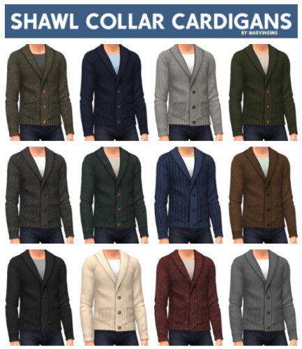 Shawl Collar Cardigans at Marvin Sims » Sims 4 Updates