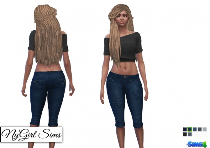 Distressed Denim Capri at NyGirl Sims » Sims 4 Updates
