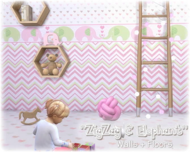 Walls + Floors ZigZag & Elephant at Helen Sims » Sims 4 Updates