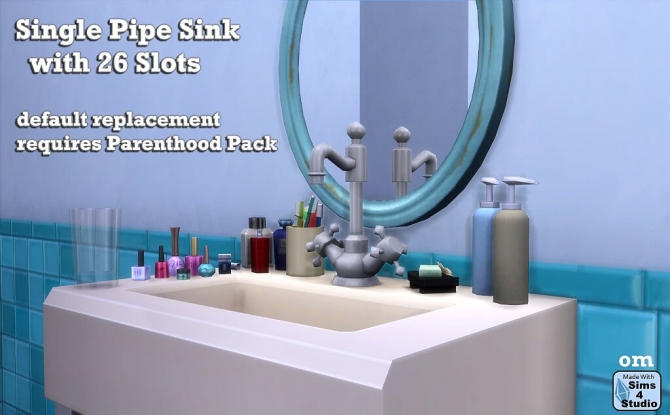 Single pipe sink with 26 slots by OM at Sims 4 Studio » Sims 4 Updates