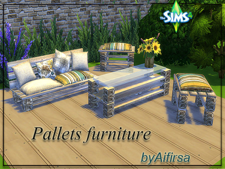 Pallets furniture by Aifirsa at Lady Venera » Sims 4 Updates