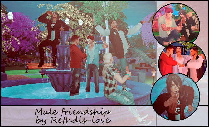 Male friendship 3 group poses at Rethdis-love » Sims 4 Updates