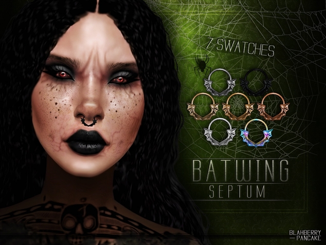 Batwing septum and Dragon wing earrings at Blahberry Pancake » Sims 4 ...