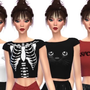 Pink top & black skirt outfit at Kumvip – UliKa » Sims 4 Updates