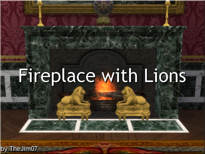 Fireplace with Lions by TheJim07 at Mod The Sims » Sims 4 Updates
