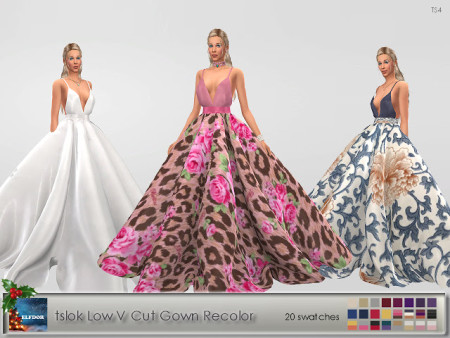 Tslok Low V Cut Gown Recolor at Elfdor Sims » Sims 4 Updates