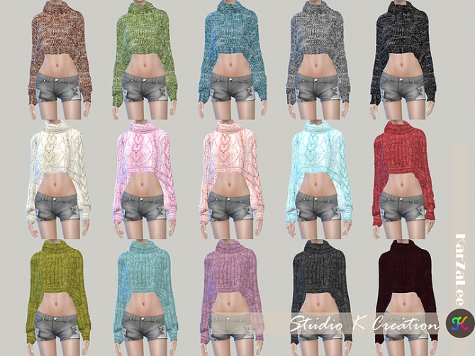 Secret Pink high neck sweater top at Studio K-Creation » Sims 4 Updates