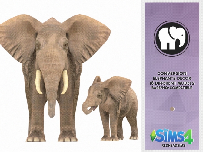 ELEPHANTS DECOR PACK at REDHEADSIMS » Sims 4 Updates