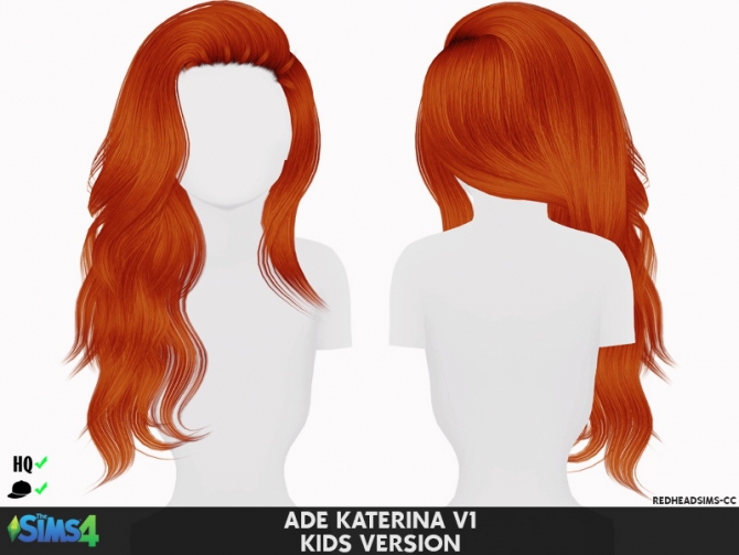 ADE KATERINA V1 HAIR KIDS VERSION at REDHEADSIMS » Sims 4 Updates