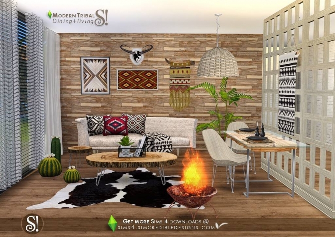 Modern Tribal Dining at SIMcredible! Designs 4 » Sims 4 Updates