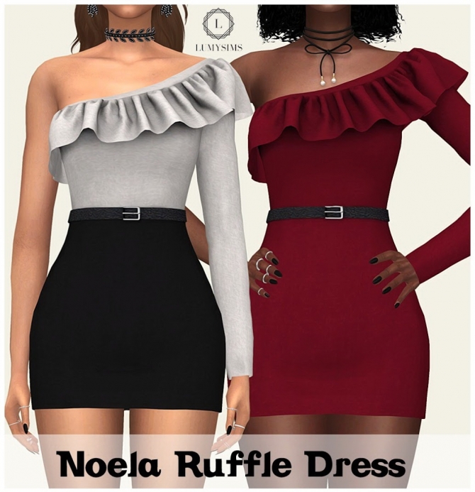 Noela Ruffle Dress at Lumy Sims » Sims 4 Updates