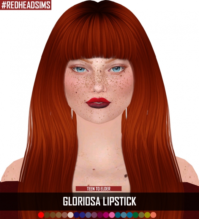 GLORIOSA LIPSTICK by Thiago Mitchell at REDHEADSIMS » Sims 4 Updates
